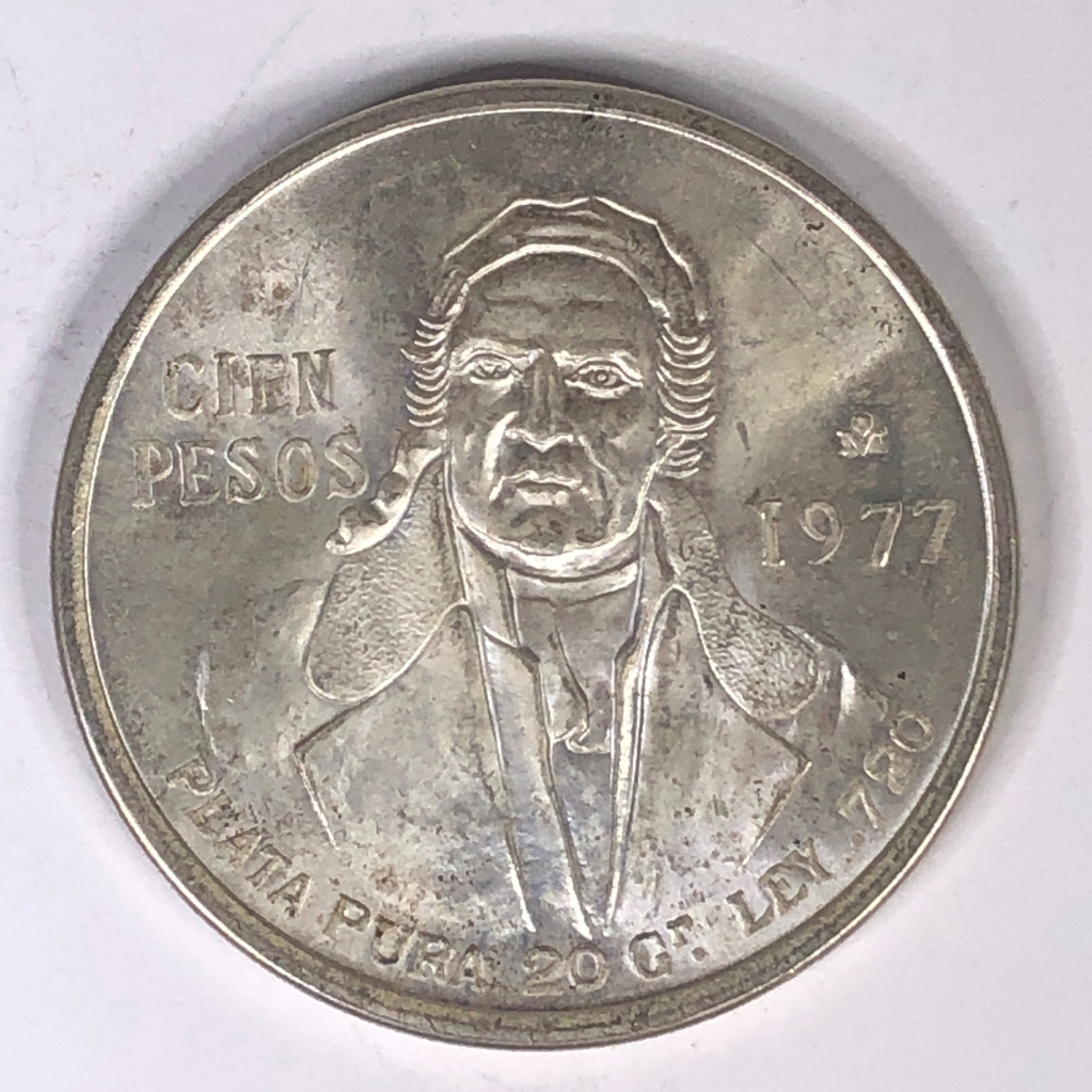 1977Mo Mexico Silver 100 Pesos Coin | Property Room