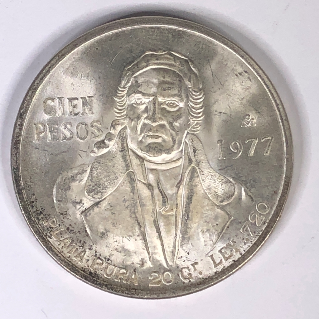 1977Mo Mexico Silver 100 Pesos Coin | Property Room