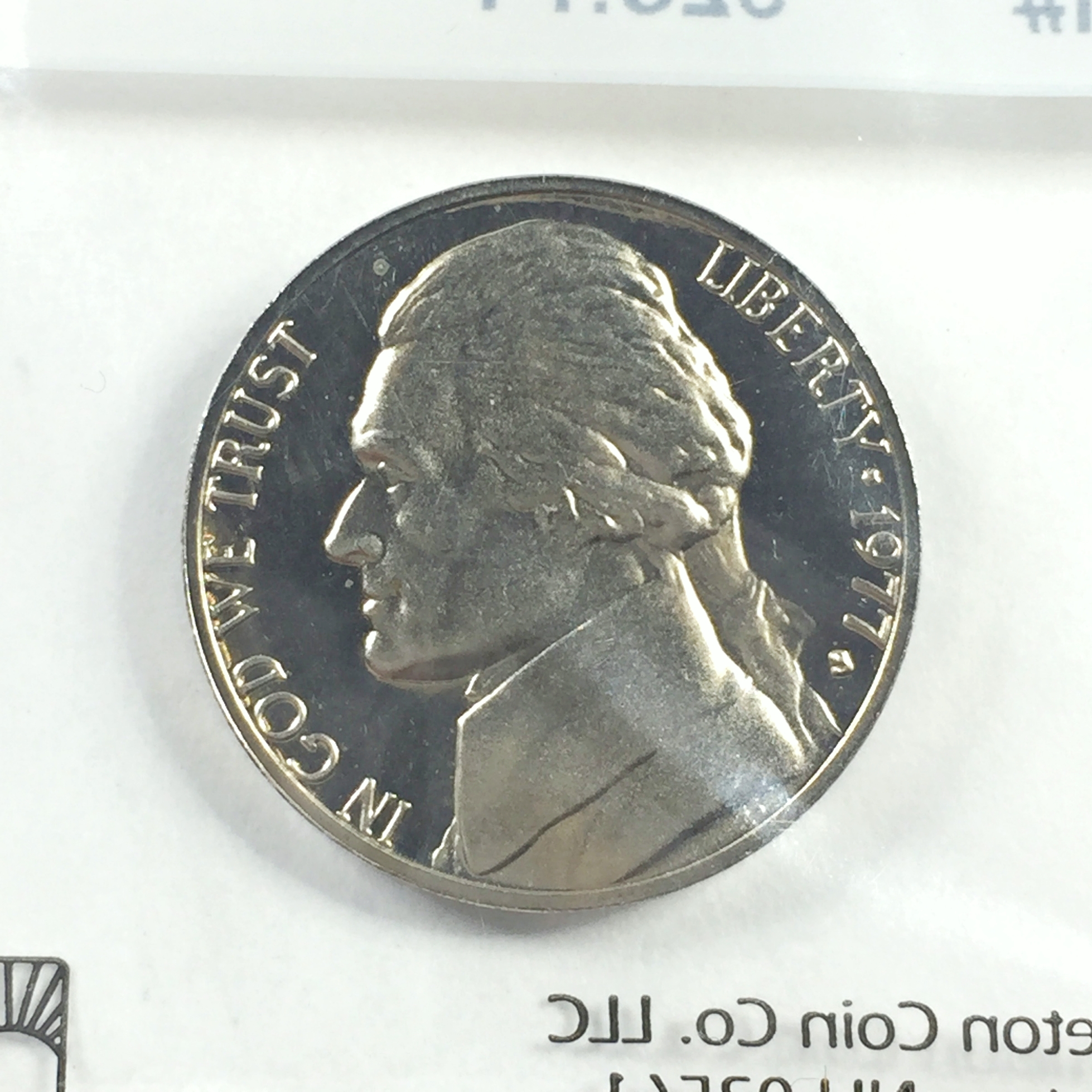 1977-S Proof Jefferson Nickel*Graded Ch Proof 63 by Littleton Coin Company*Sealed Packet ...