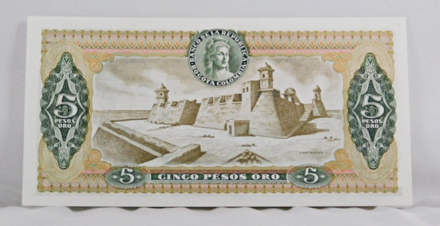 1978 Colombia 5 Pesos Crisp Uncirculated Bank Note | Property Room