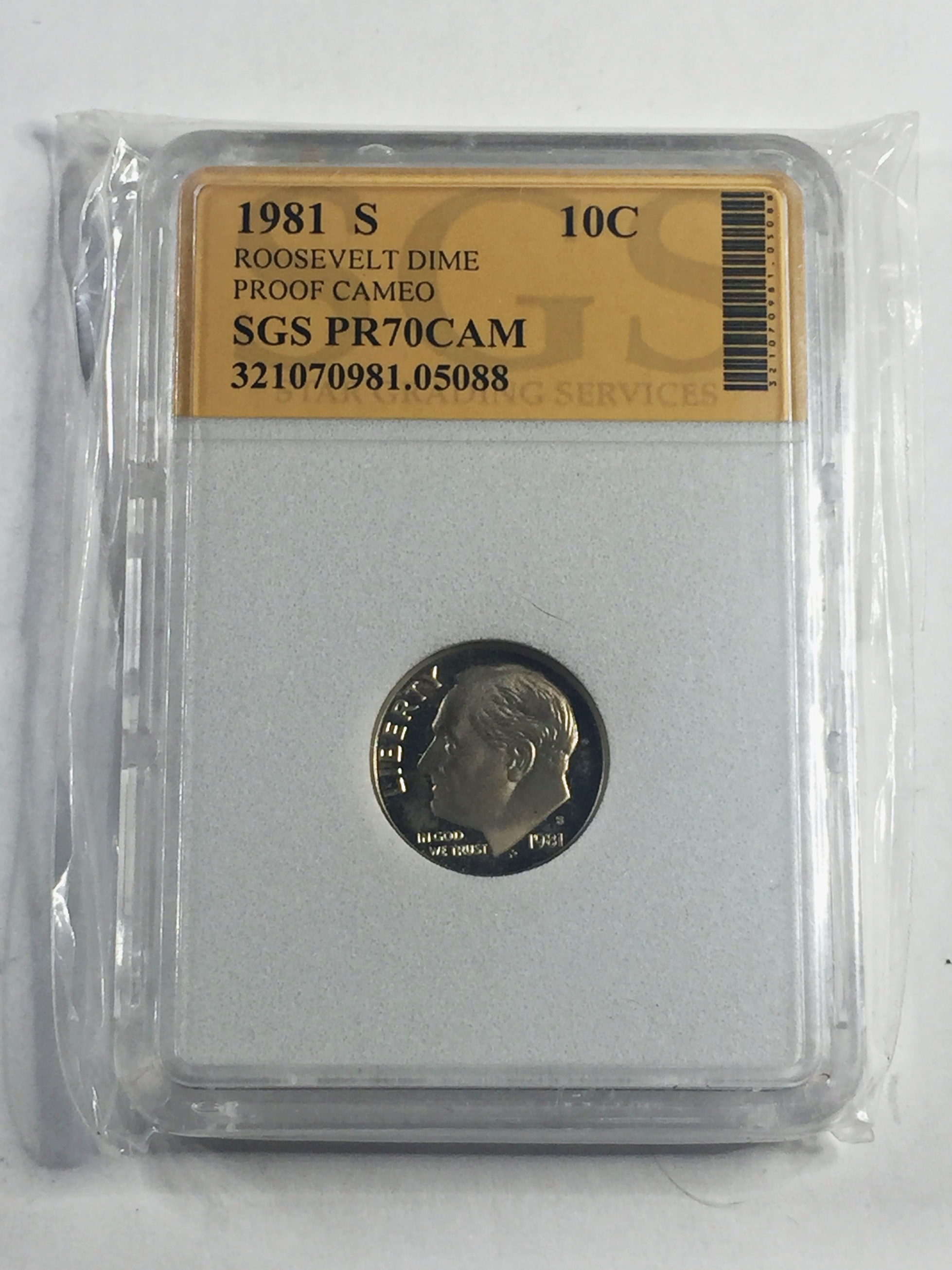 1981-S Proof Roosevelt Dime*Graded PR70 by SGS | Property Room