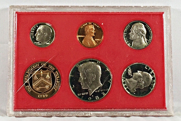 1982-S Proof Set Cent Nickel Dime Quarter Half Dollar And Medal ...