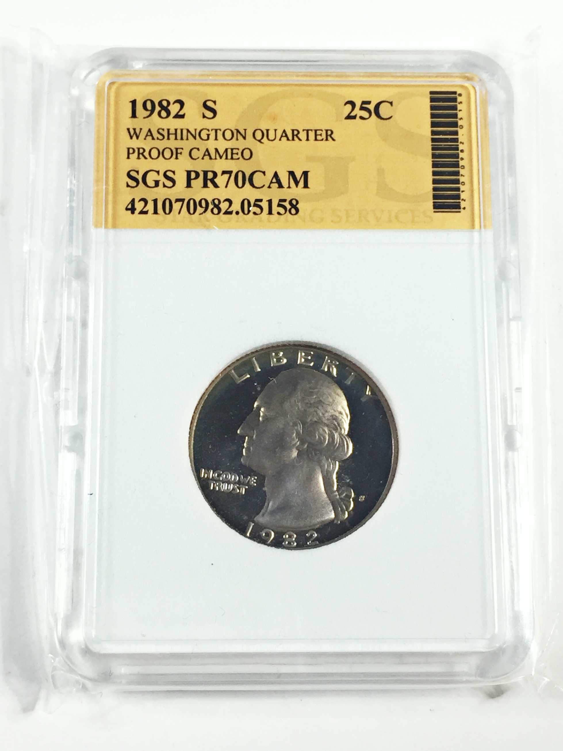 1982-S Proof Washington Quarter*Graded PR70 by SGS | Property Room