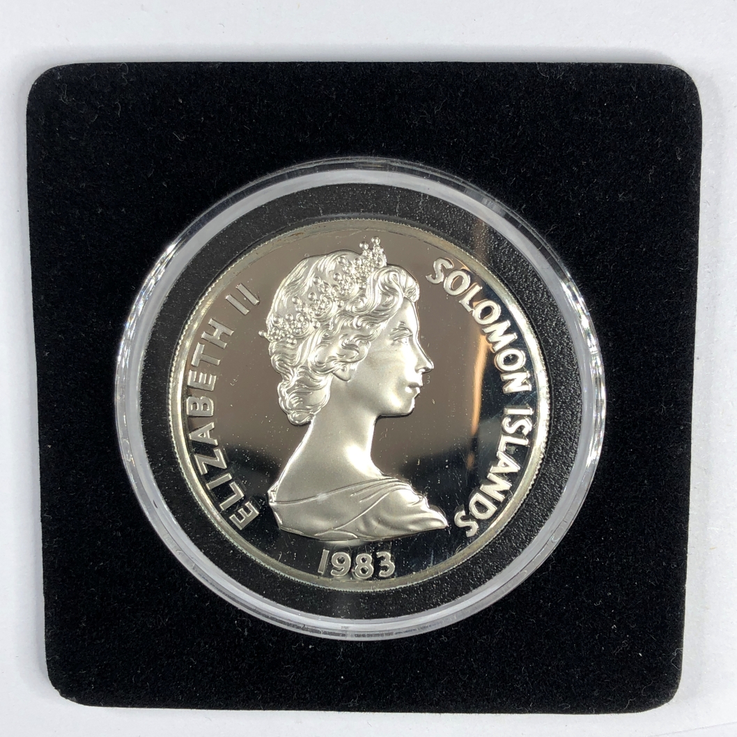 1983 Solomon Islands Silver Proof 5 Dollars in Protective Holder ...