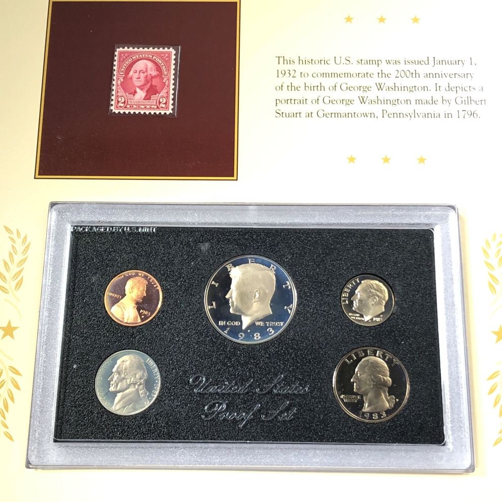 1983 United States Mint Proof Set Plus 1932 Commemorative Stamp*Custom ...