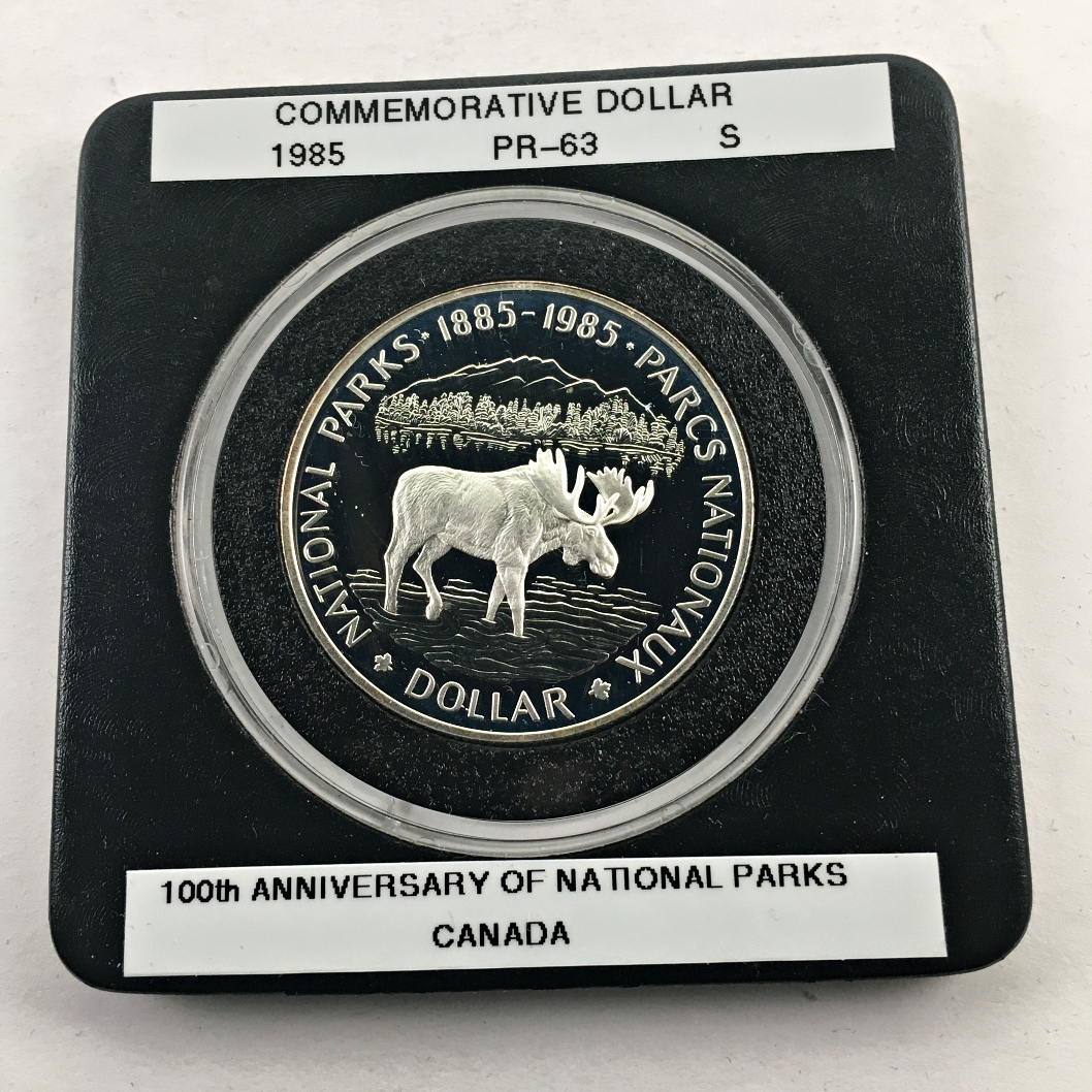 1985 Canada 100th Anniversary of National Parks Proof Silver Dollar ...