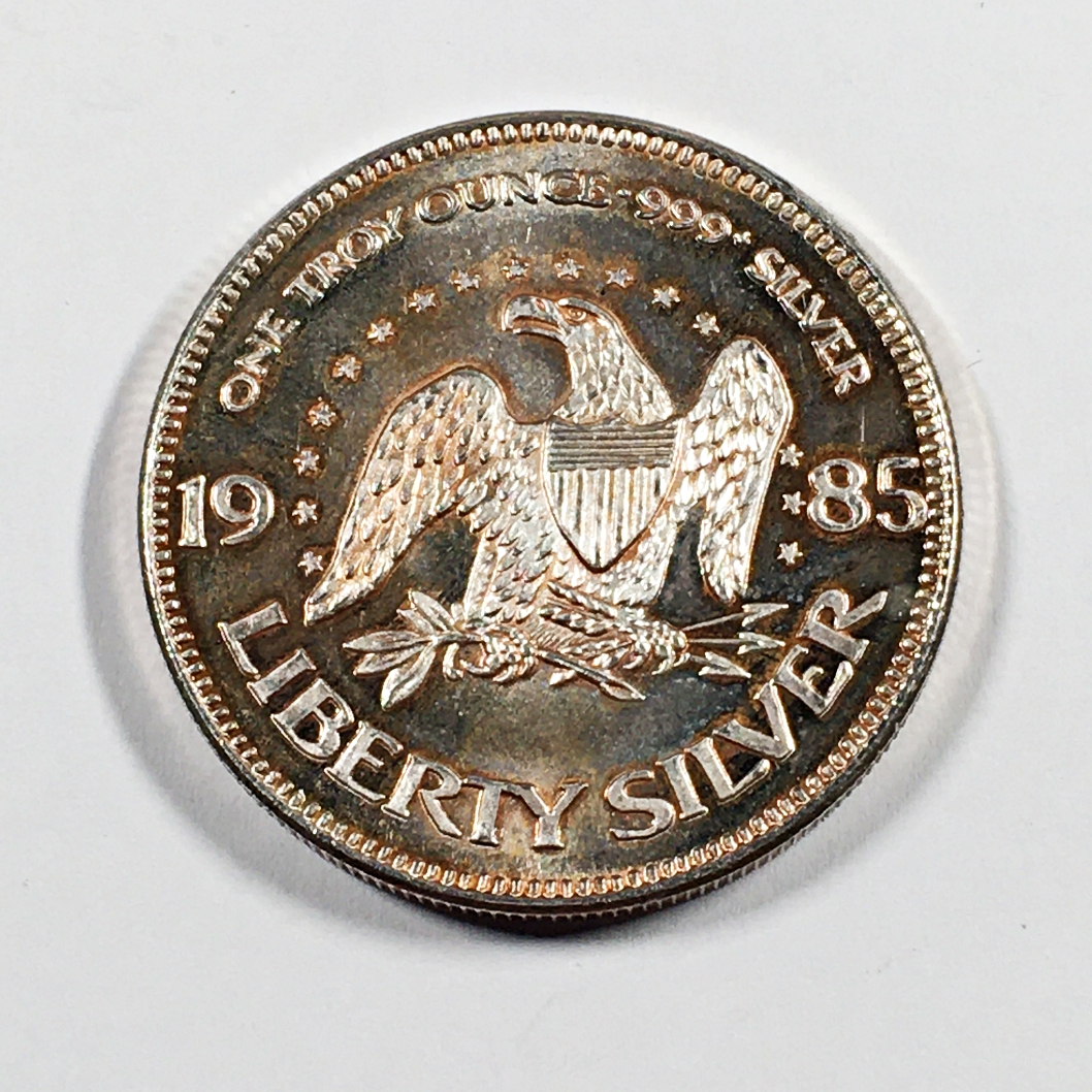 1985 Liberty Silver A Mark 1oz 999 Silver Round | Property Room