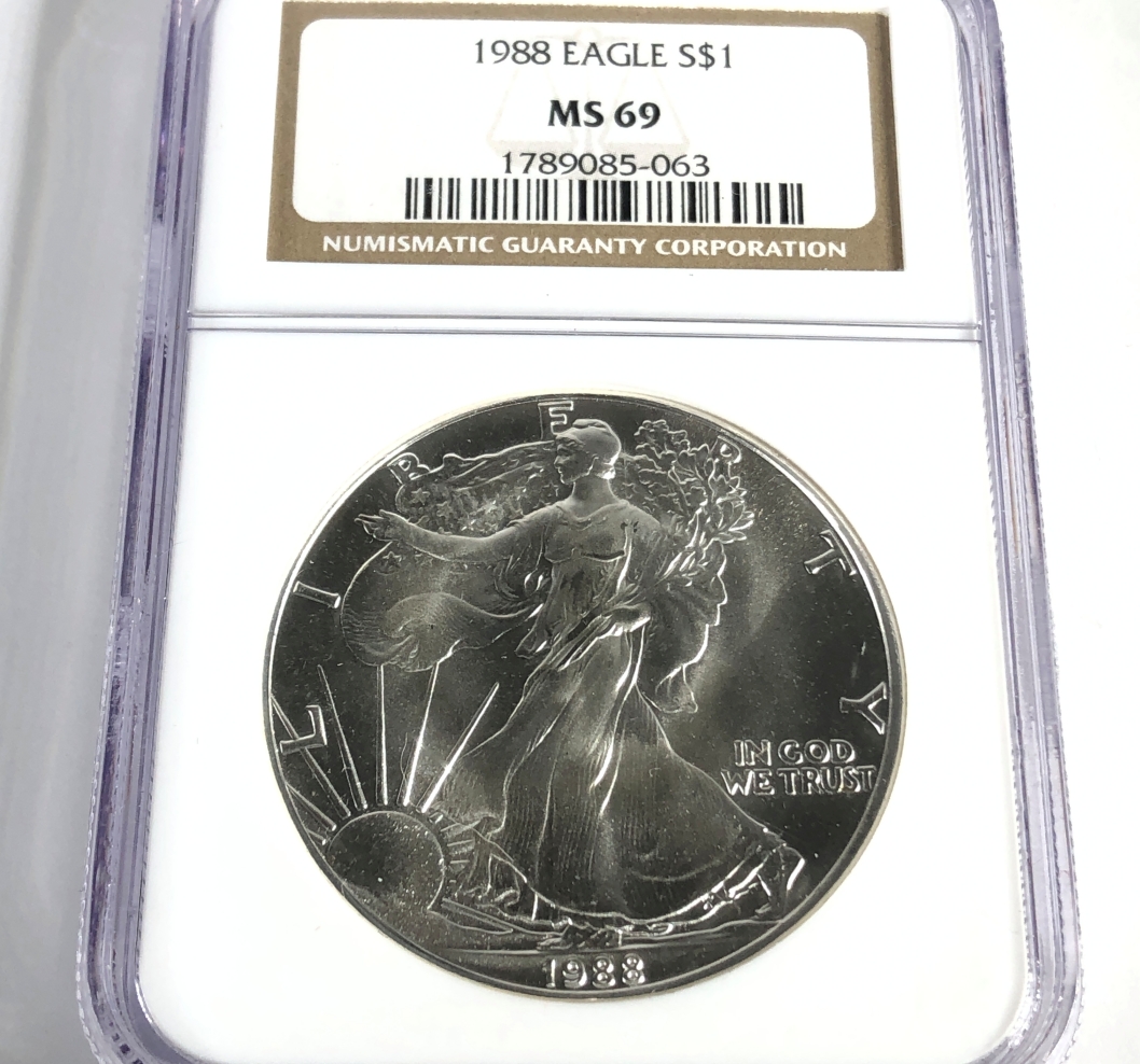 1988 American Silver Eagle*Graded MS69 by NGC*1oz .999 Fine Silver | Property Room