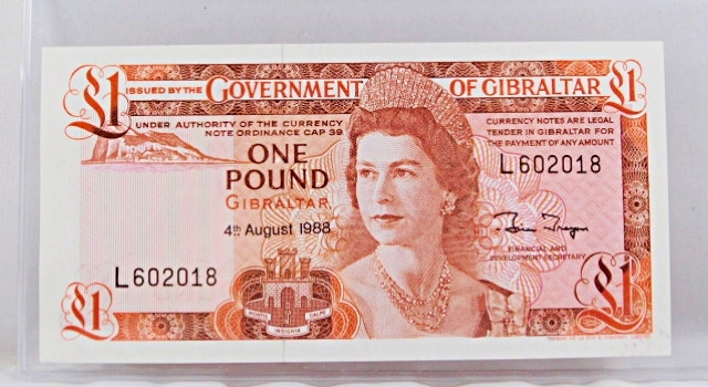 1988 Government of Gibraltar 1 Pound Crisp Uncirculated Bank Note ...