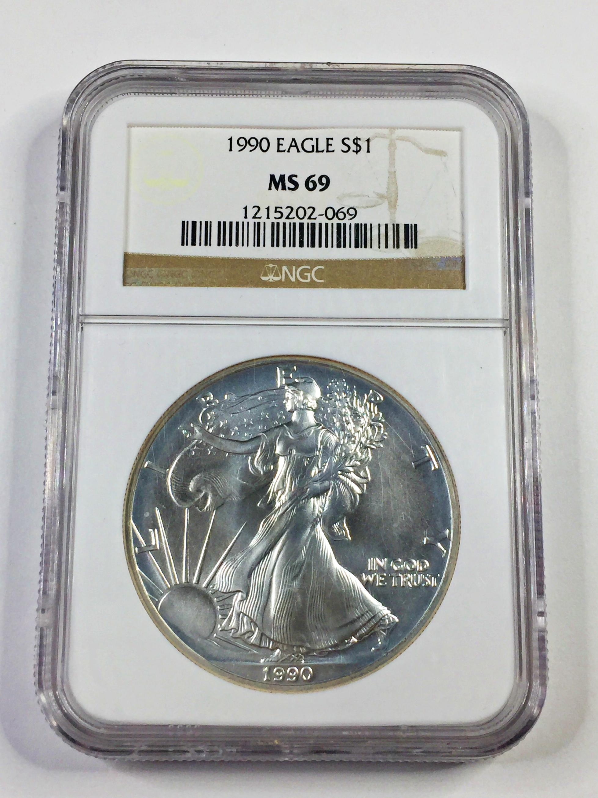 1990 American Silver Eagle*Graded MS689 by NGC*1oz .999 Fine Silver ...