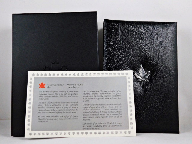 1990 Royal Canadian Mint Proof Set*Both Silver & Aureate Dollar Coins ...