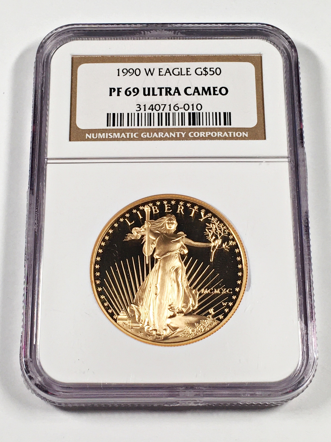 1990-W $50 Proof Gold Eagle*Graded PF69 ULTRA CAMEO by NGC*West Point Mintmark | Property Room