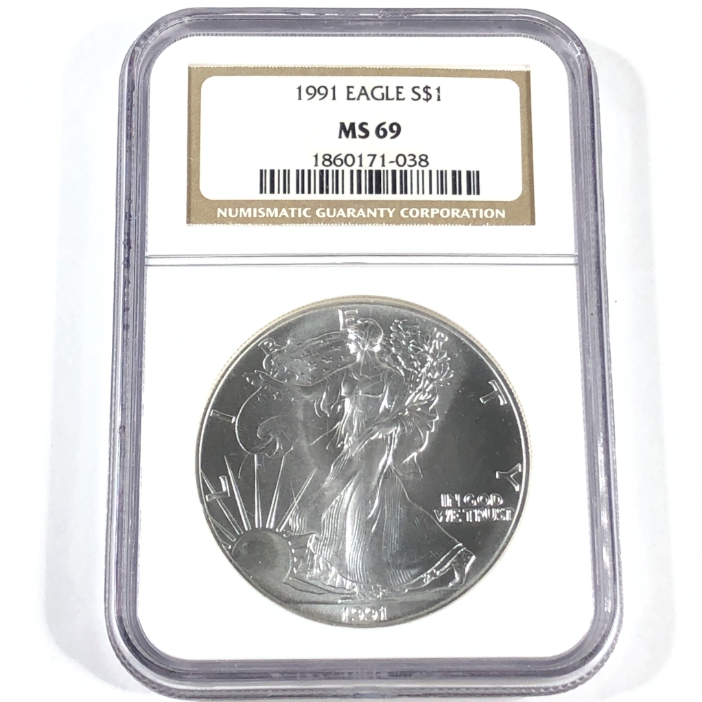 1991 American Silver Eagle*Graded MS69 by NGC*1oz .999 Fine Silver | Property Room
