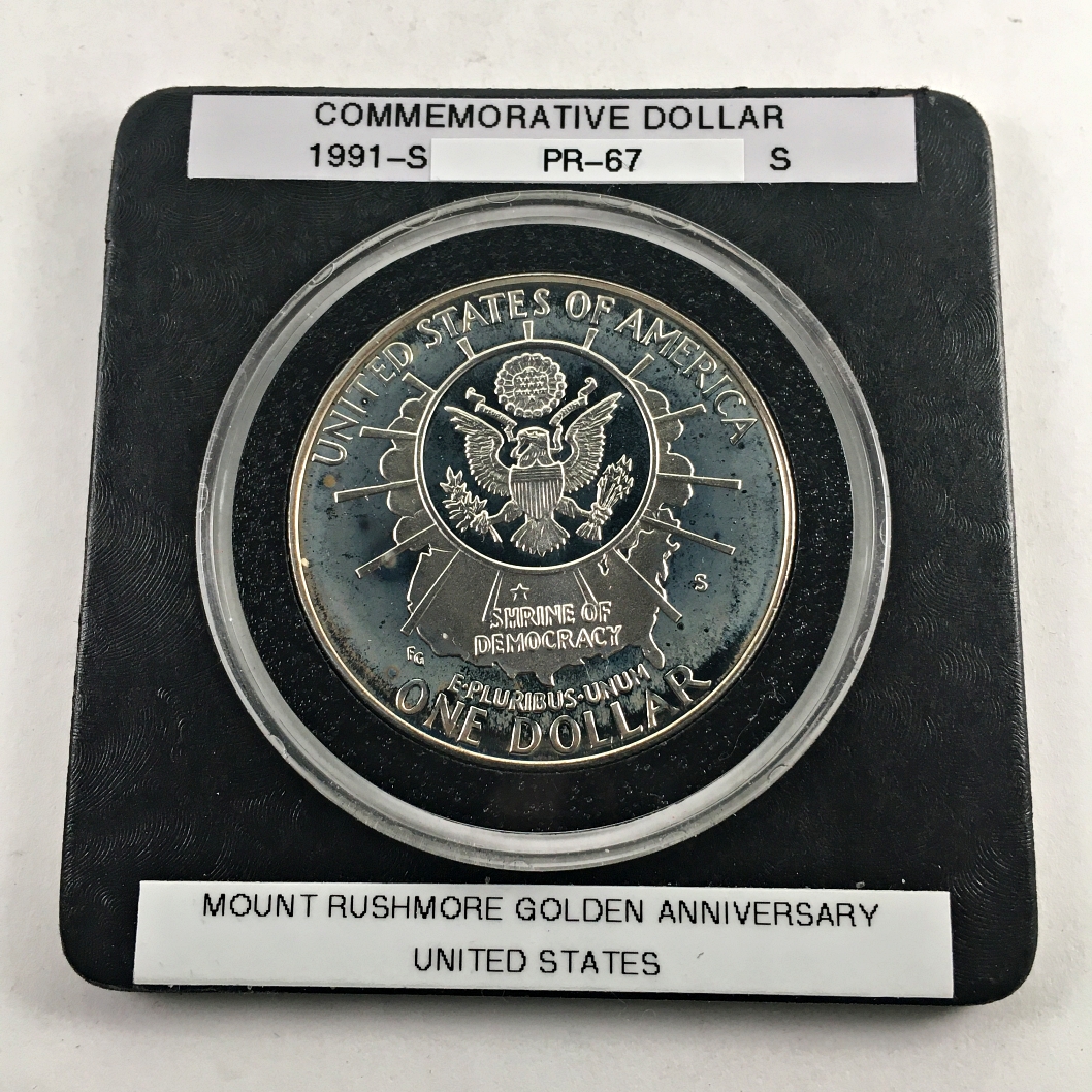 1991-S Mount Rushmore Golden Anniversary Proof Silver Dollar*Deep Cameo ...