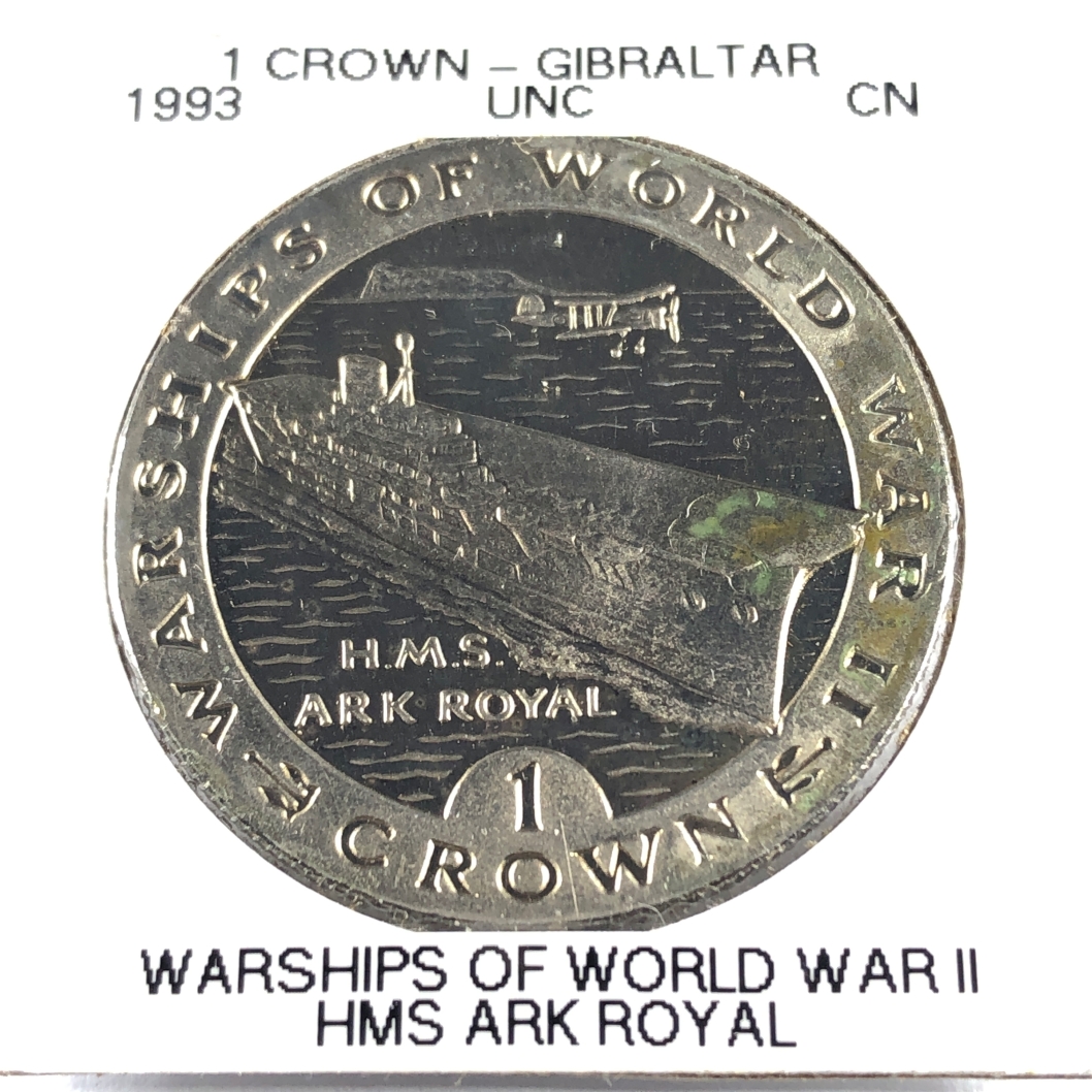 1993 Gibraltar 1 Crown*Warships of the World-HMS Ark Royal*Uncirculated ...