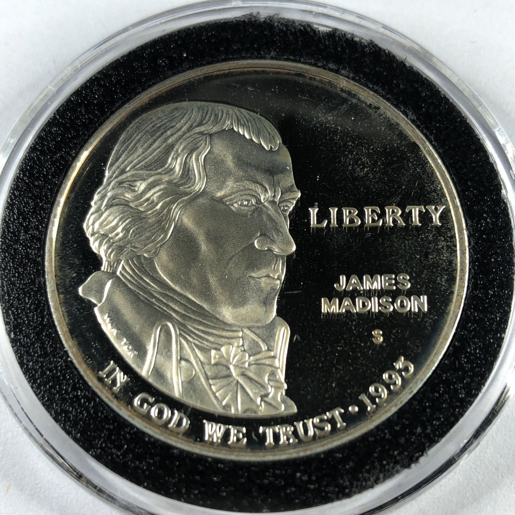 1993-S James Madison/Bill of Rights Commemorative Proof Silver Dollar ...