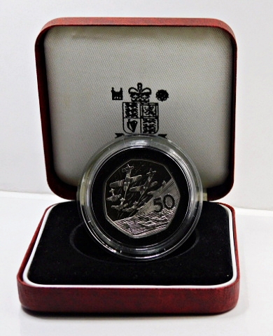 1994 Great Britain Proof 50 Pence Coin Commemorating the 50th ...
