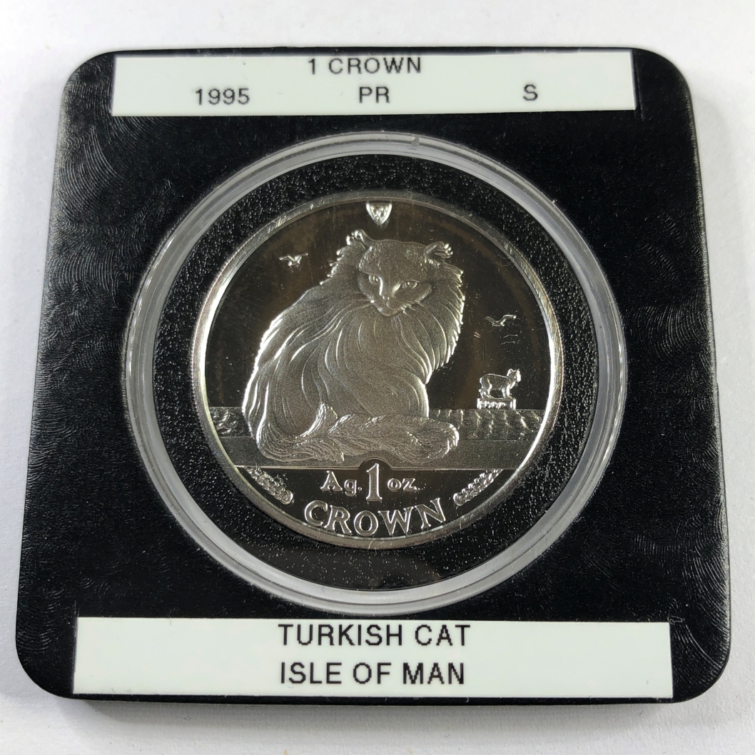 1995 Isle of Man Proof Silver 1 Crown Turkish Cat Commemorative Coin*In ...