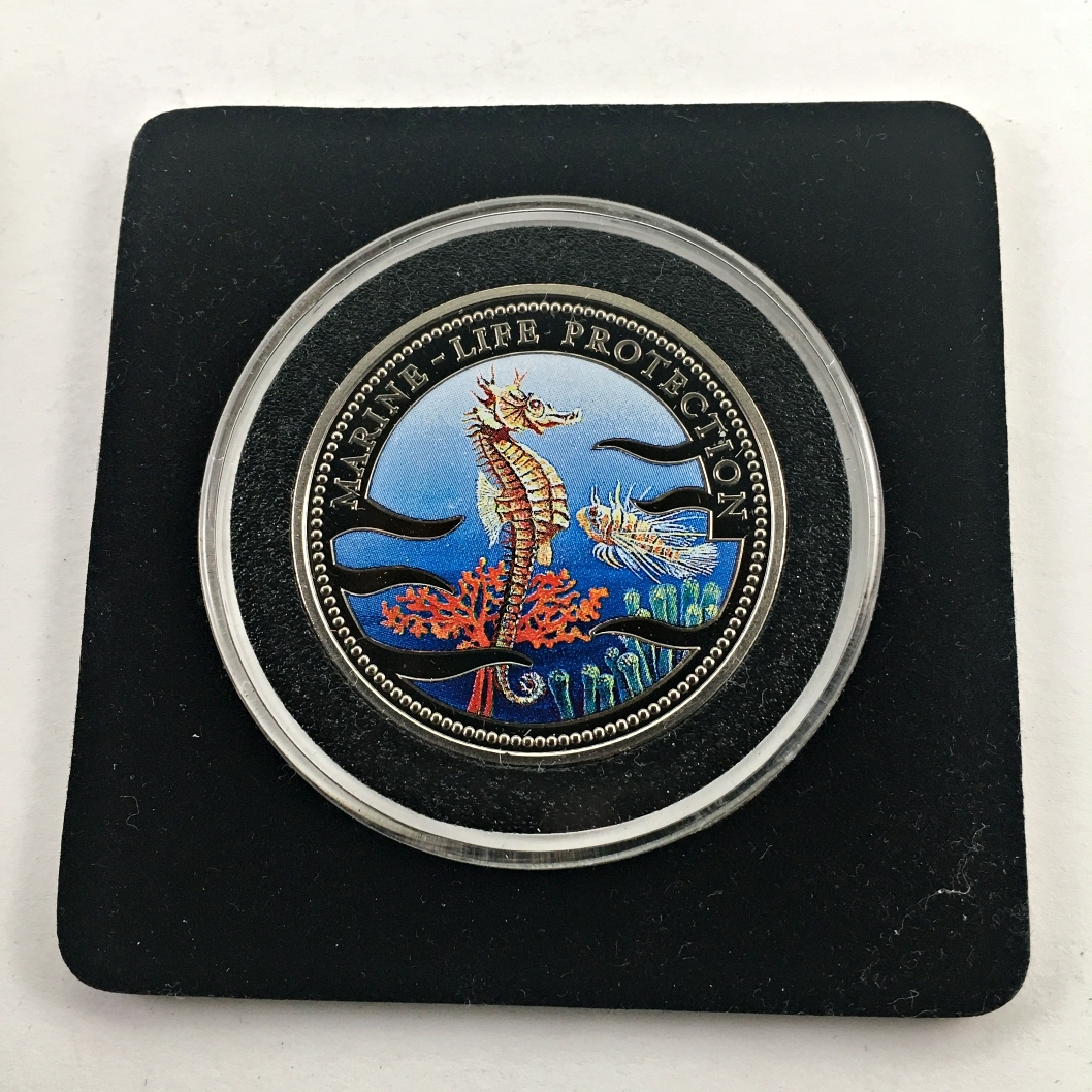 1995 Palau Colorized Proof $1 Coin*Marine Life Protection-Seahorse ...