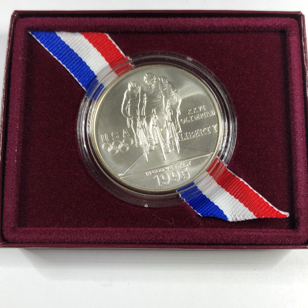 RARE 1995 US Olympic Uncirculated Silver Dollar CYCLING *in Original ...