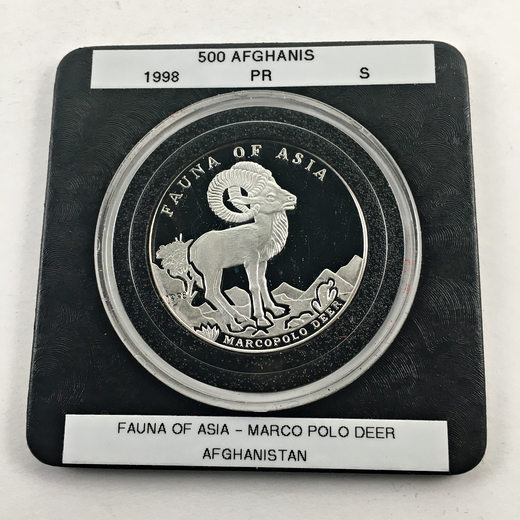 1998 Afghanistan 500 Afghanis Proof Silver Coin*Fauna of Asia-Marco ...