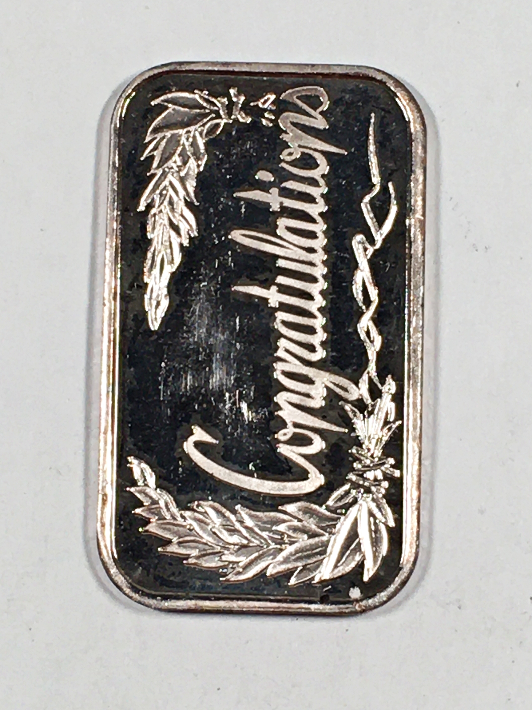 1998 Congratulations One Troy Ounce .999 Fine Proof Silver Bar ...