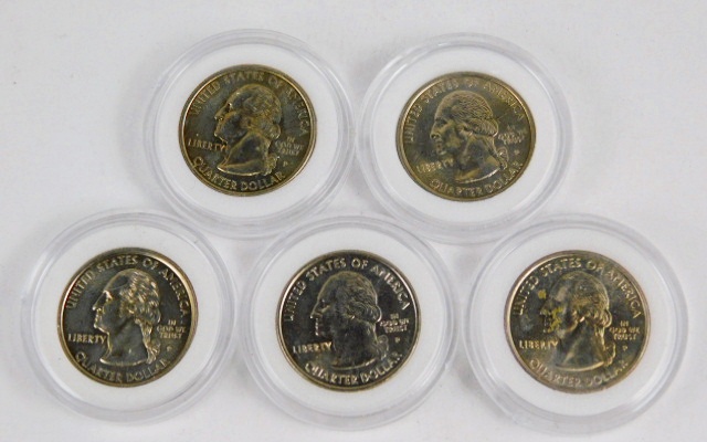 1999 COLORIZED State Commemorative Quarters*First Five of the Series*In ...