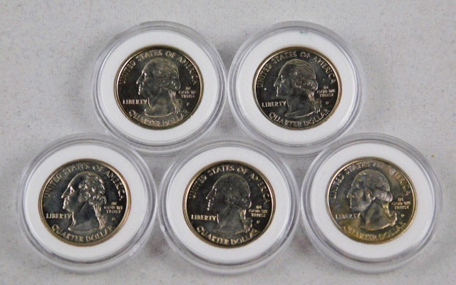 1999 Five Colorized Statehood Commemorative Quarters*Inaugural Edition ...