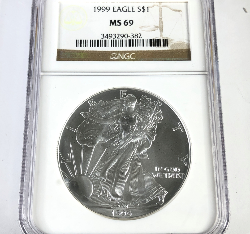1999 NGC Graded MS69 American Silver Eagle 999 Fine Silver Bullion Coin ...