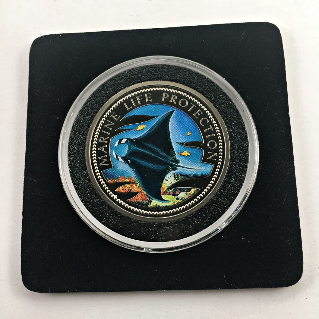 1999 Palau Colorized Proof $1 Coin*Marine Life Protection-Manta Ray ...