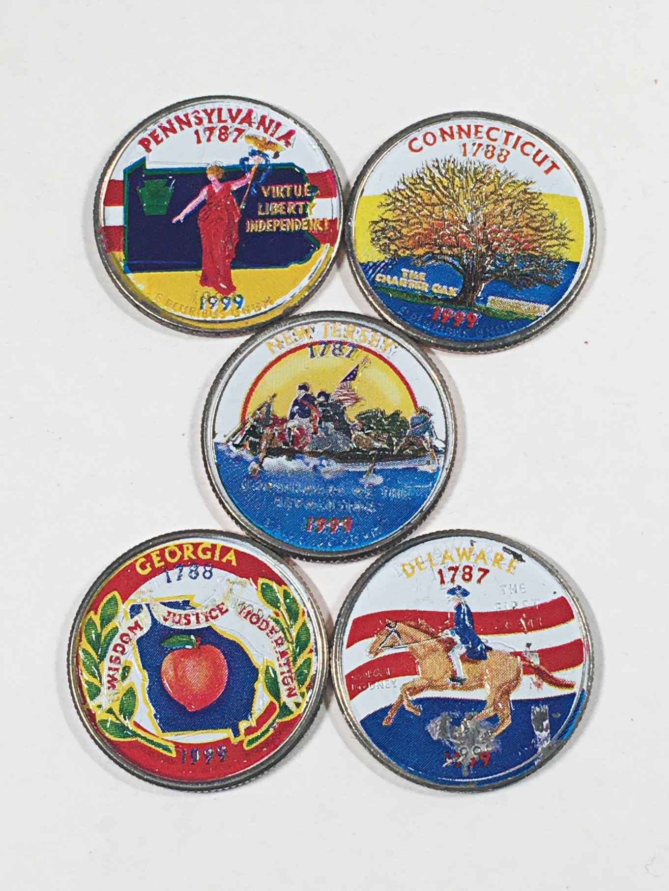 1999 Set of Five Colorized State Commemorative Quarters | Property Room