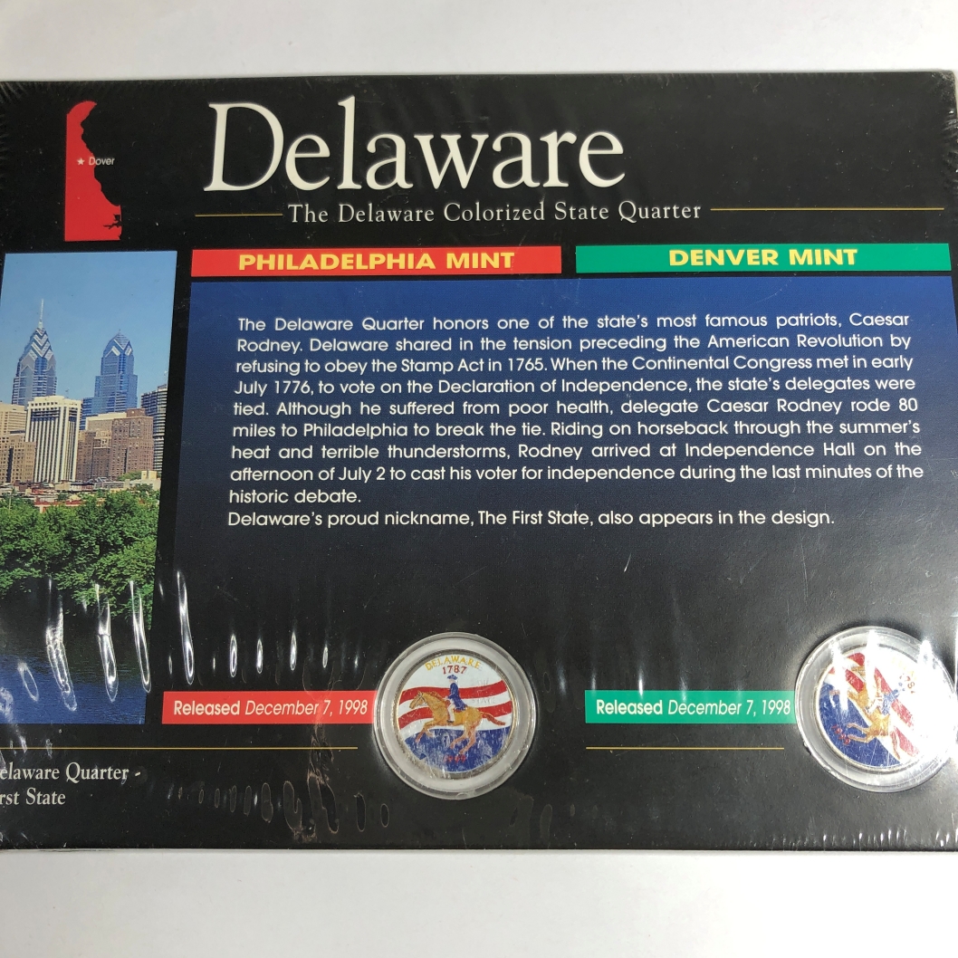 1999-P & D Colorized Delaware State Commemorative Quarters*Encased in ...