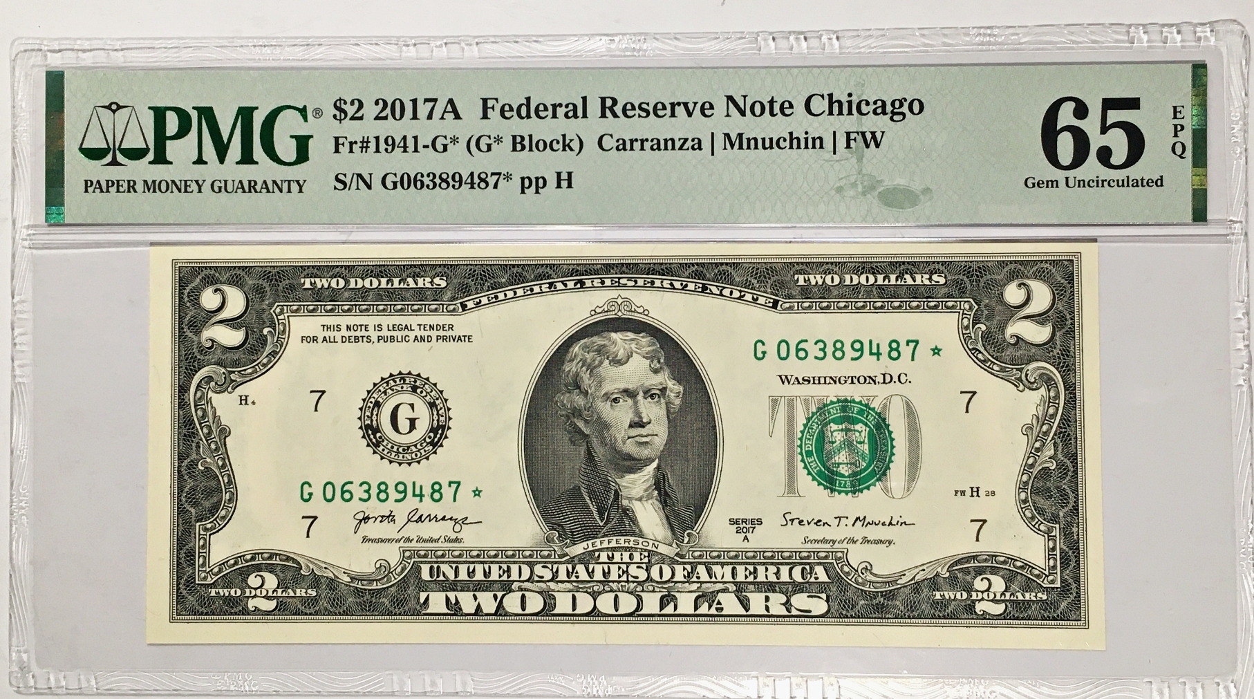 $2 2017A Federal Reserve STAR Note; Chicago-Gem Uncirculated 65 EPQ by ...