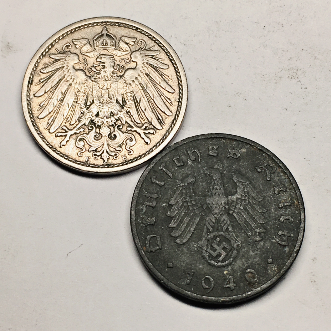 2 German Coins Iron Eagle 3rd Empire | Property Room
