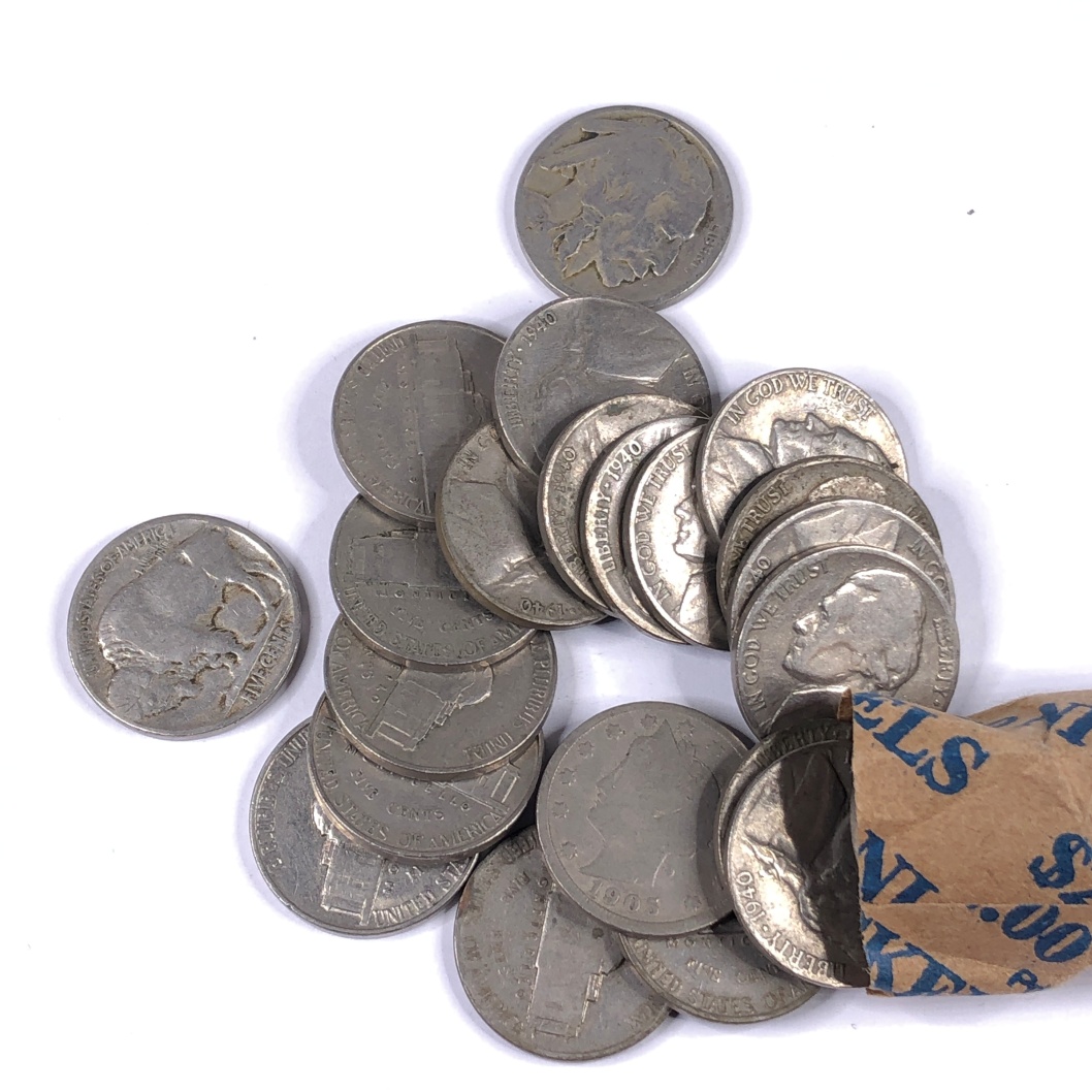 $2 Roll of Jefferson Nickels*Wrapper is Marked 1940-P& S*It Has Not ...