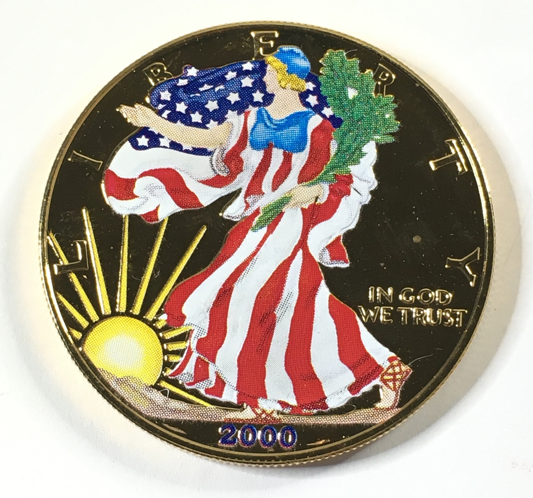 2000 24K Gold Layered and Colorized American Silver Eagle*1oz .999 Fine ...