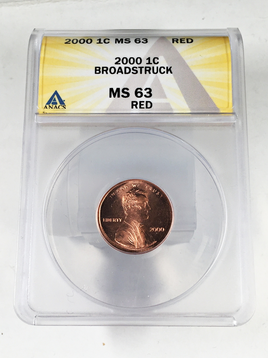 2000 ANACS MS63 1c BROADSTRUCK ERROR | Property Room
