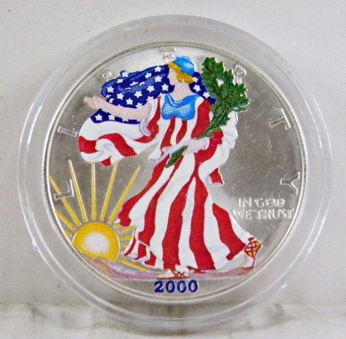 2000 Colorized American Silver Eagle*One Ounce .999 Fine Silver with ...