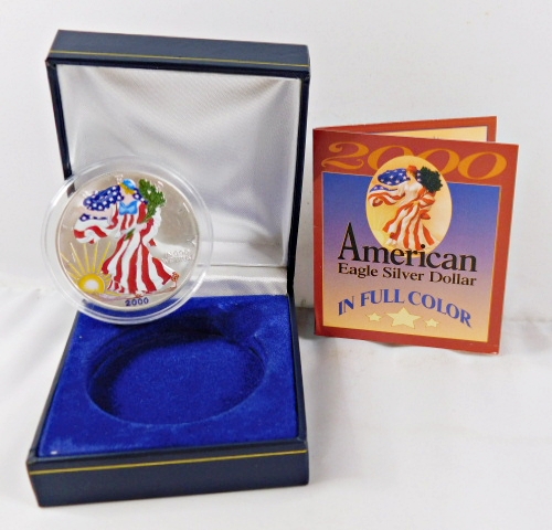2000 Colorized American Silver Eagle*One Ounce .999 Fine Silver with ...