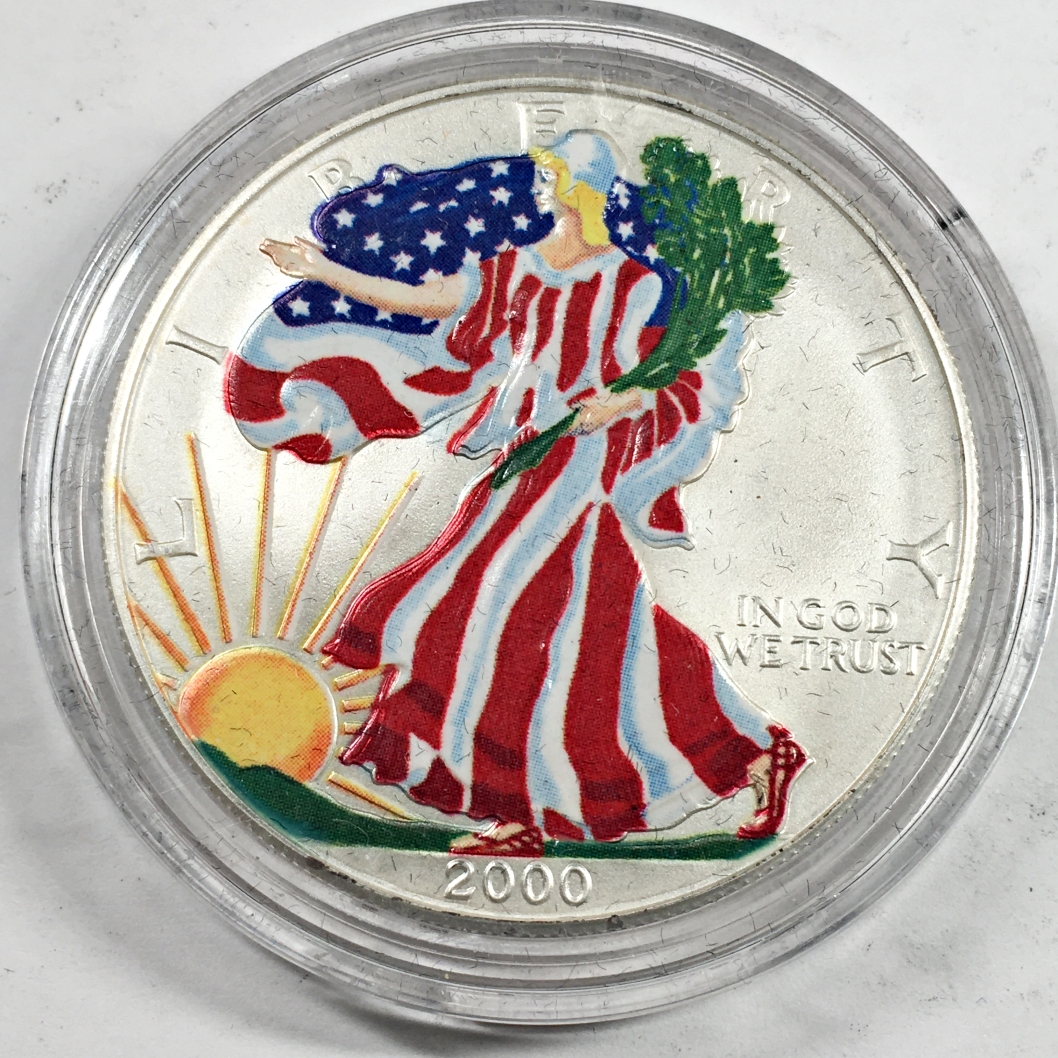 2000 Colorized American Silver Eagle*One Troy Ounce .999 Fine Silver ...