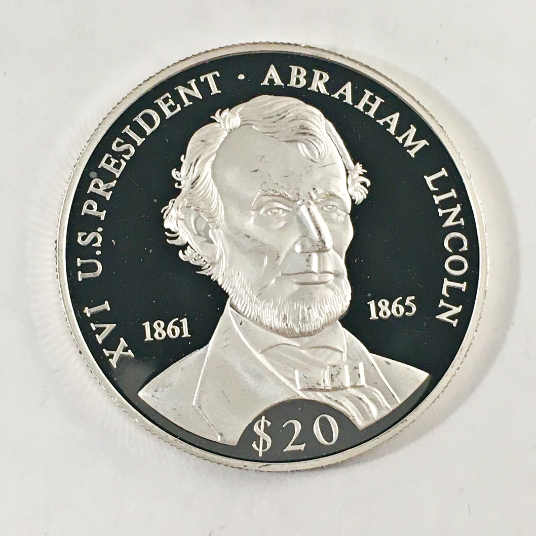 2000 Liberia Silver $20 Coin*Abraham Lincoln Commemorative*20 Grams ...