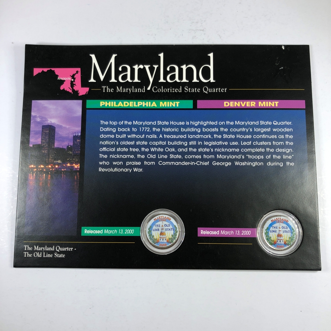 2000 Maryland Colorized Quarter P&D Mint Mark Sets in High Grade ...