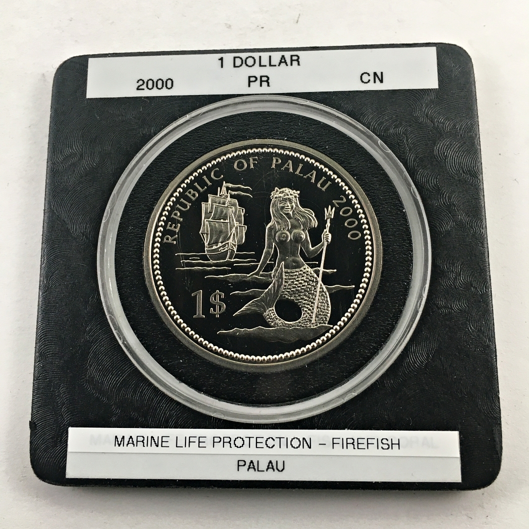 2000 Palau Colorized Proof $1 Coin*Marine Life Protection-Firefish*DCAM ...