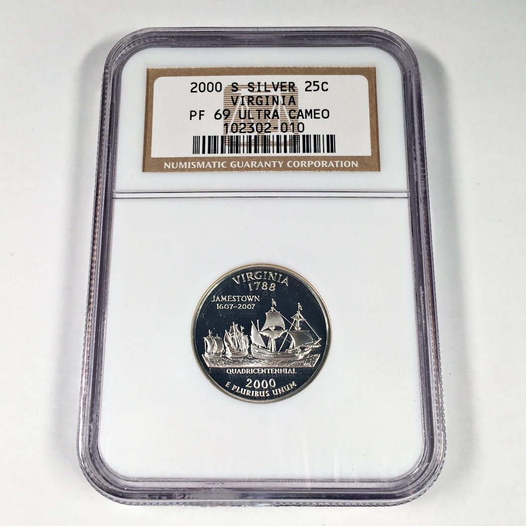 2000-S Proof Silver Virginia State Commemorative Quarter*Graded PF69 ...
