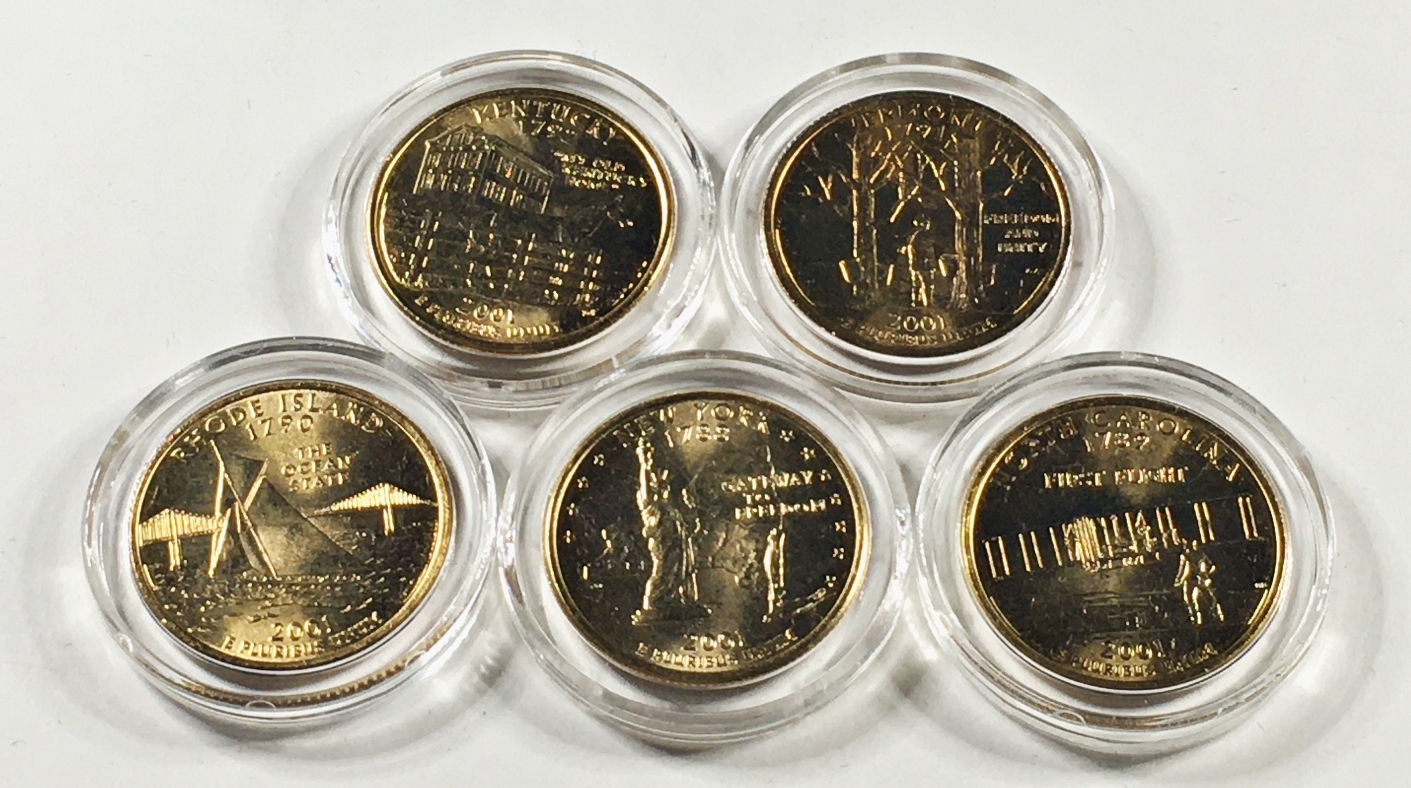 2001 24K Gold Layered Commemorative State Quarters*High Grade*In ...