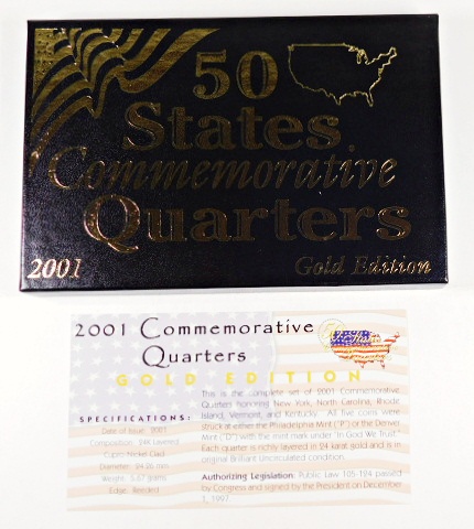 2001 Gold Edition of the Commemorative States Quarters*24K Gold Layered ...