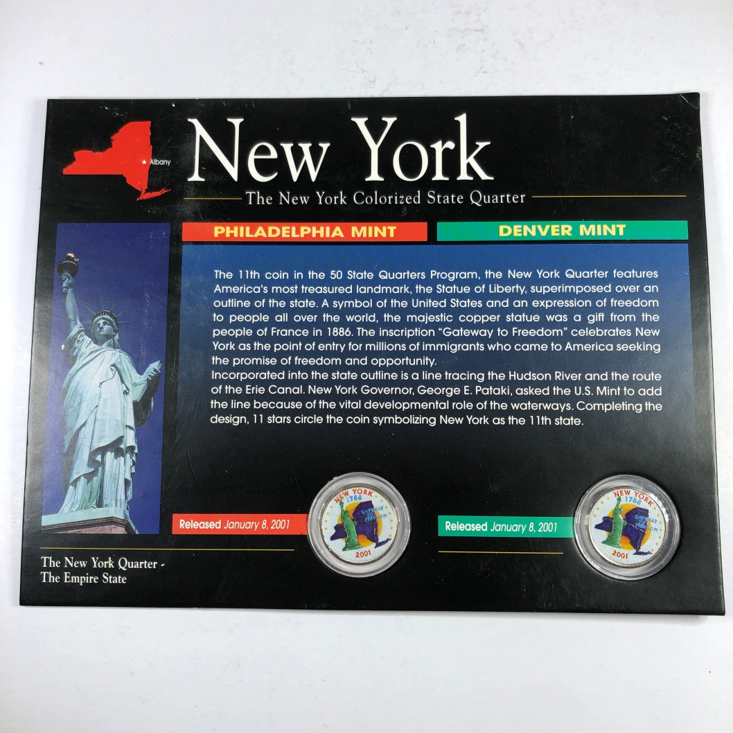 2001 New York Colorized Quarter P&D Mint Mark Sets in High Grade ...