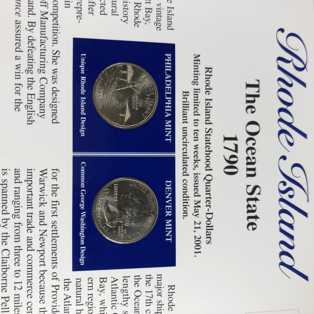 2001 Rhode Island State Quarter and Stamp Set High Grade Uncirculated P ...