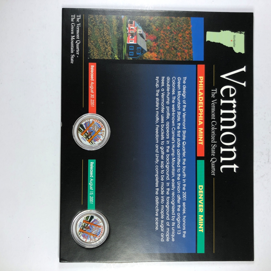 2001 Vermont Colorized Quarter P&D Mint Mark Sets in High Grade ...