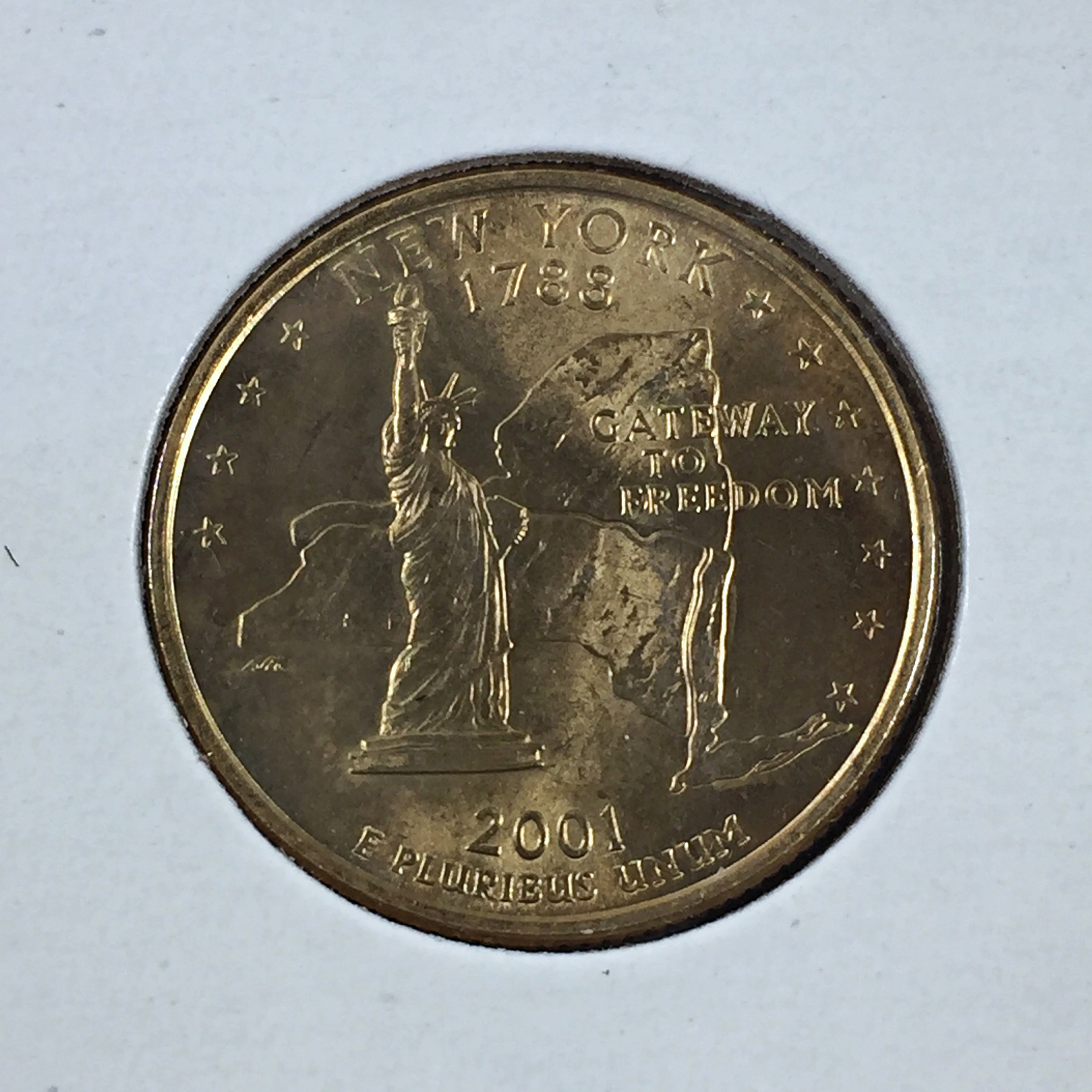 2001-P 23K Gold Layered New York State Commemorative Quarter*High Grade ...